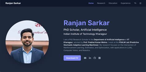 Github Ranjan Sarkar Ranjan Academic Portfolio Website Of Ranjan Sarkar