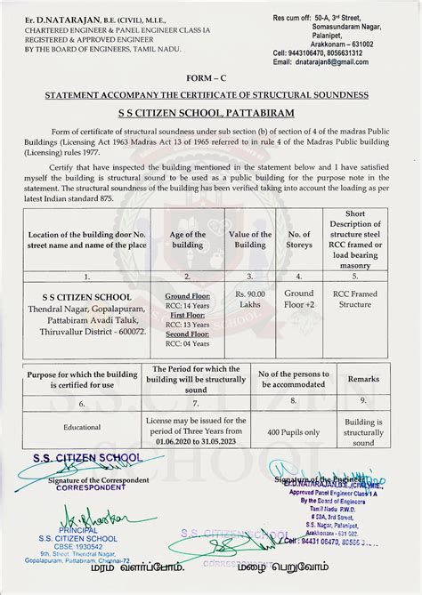 Buildingcertificate S S Citizen School