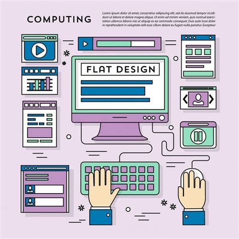 Free Vector Flat Elements About Computer