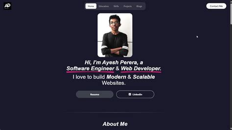 Webdevelopment Portfolio Frontend Mern Reactjs Tailwindcss Ayesh Perera