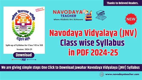 Navodaya Vidyalaya Jnv Class Wise Syllabus In Pdf 2024 25