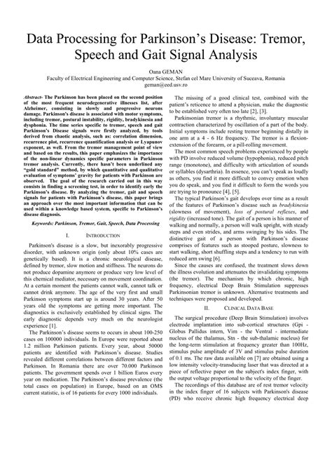 Pdf Data Processing For Parkinsons Disease Tremor Speech And Gait