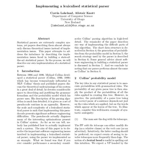 Implementing A Lexicalised Statistical Parser Acl Anthology