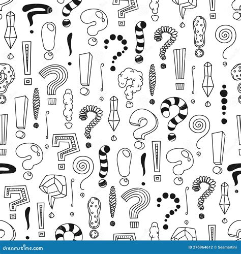 Doodle Exclamation Question Mark Seamless Pattern Stock Vector Illustration Of Graphic Paper