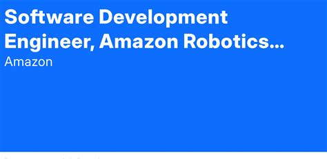 Software Development Engineer Amazon Robotics Programming Job Board