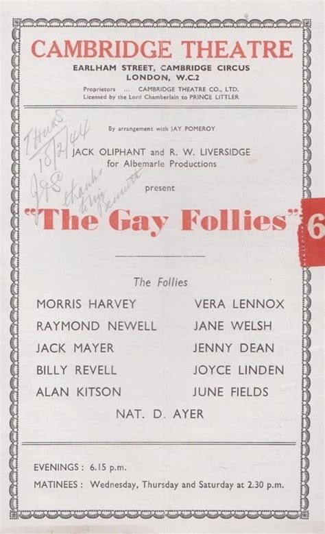 The Gay Follies Morris Harvey Musical Ww2 1944 Cambridge Theatre