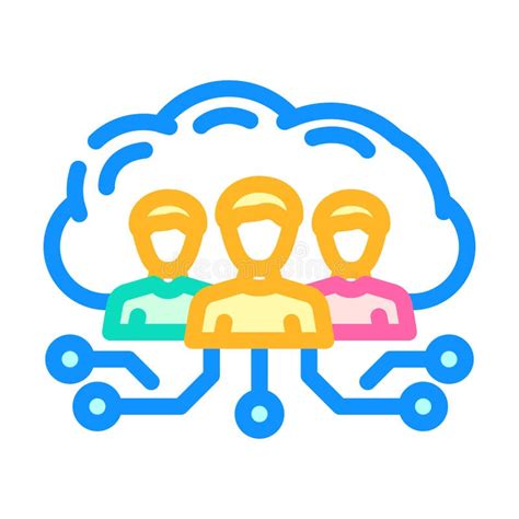 public cloud computing color icon vector illustration stock vector