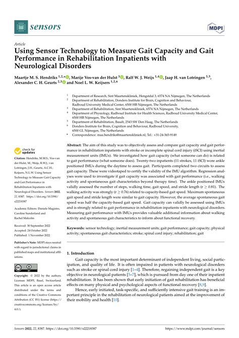 Pdf Using Sensor Technology To Measure Gait Capacity And Gait
