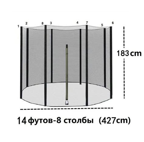 Безопасная сетка для защитн батута для замены 14 футов 8 столбы (427cm ...