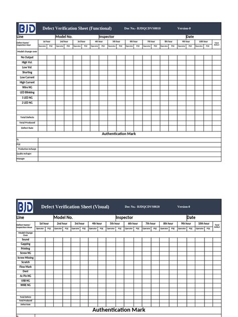 Defect Verification Sheet Fuctinal Visual Pdf