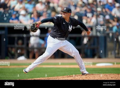 New York Yankees Pitcher Nick Ramirez 63 During An Mlb Spring Training Game Against The