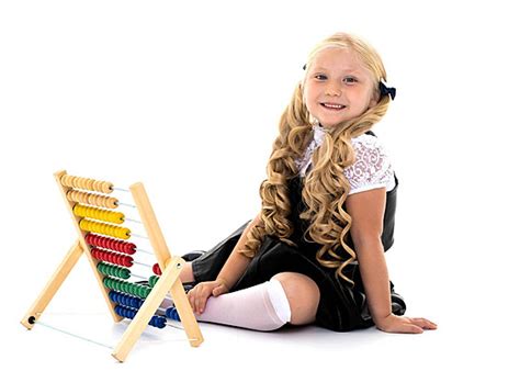 The Girl Counts On Abacus Happy Count Educational Photo Background And