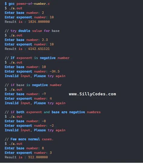 program to find power of number in c language sillycodes