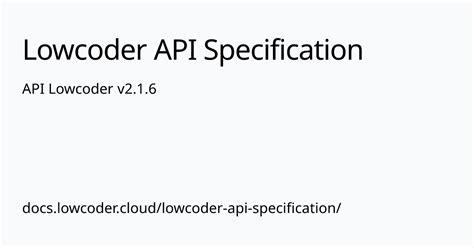 Api Lowcoder V Lowcoder Api Specification