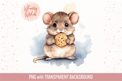 Cute Watercolor Mouse And Cookie Graphic By Whimsyandwishes Creative Fabrica
