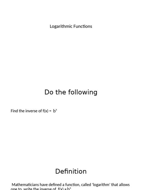 Ppt 1 Week 33 Dated 04 11 2023 Logarithm Function Pdf Logarithm