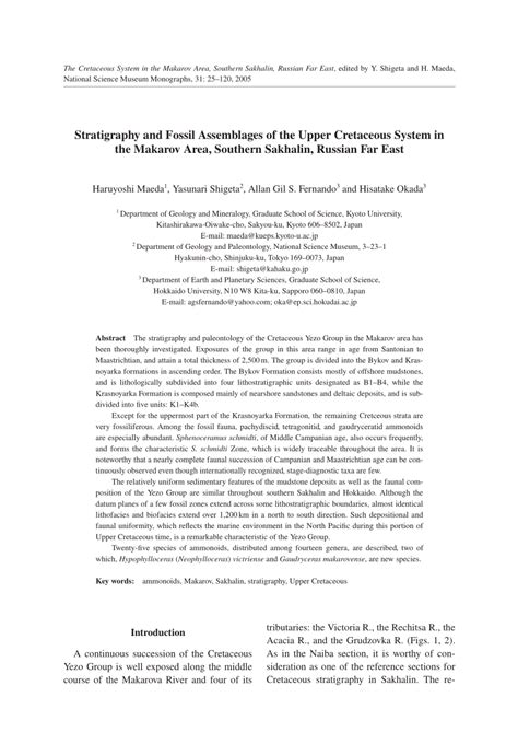Pdf Stratigraphy And Fossil Assemblages Of The Upper Cretaceous System In The Makarov Area