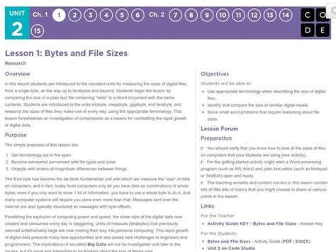 Bytes And File Sizes Lesson Plan For 9th 12th Grade Lesson Planet