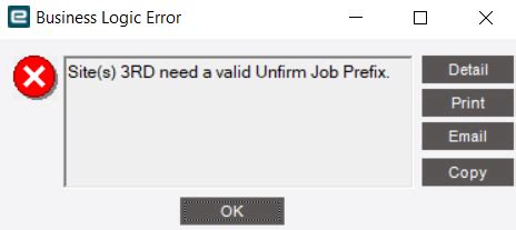 MRP Error After Creating New Site Requires Un Firm Job Prefix In A Different Site Where No