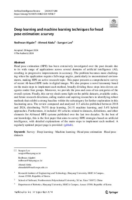 Pdf Deep Learning And Machine Learning Techniques For Head Pose