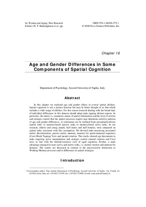 Pdf Age And Gender Differences In Some Components Of Spatial