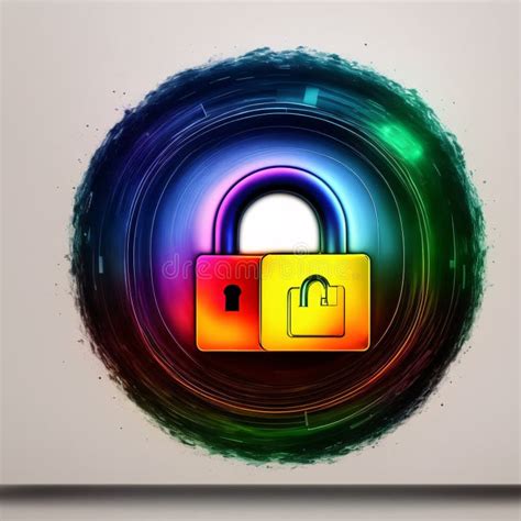 Neon Cloud With Locked Padlock Concept Of Data Protection Security