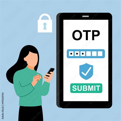 Woman Using Security Otp One Time Password Verification For Mobile App On Smartphone Screen In