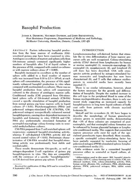 Pdf Basophil Production Manuscripts