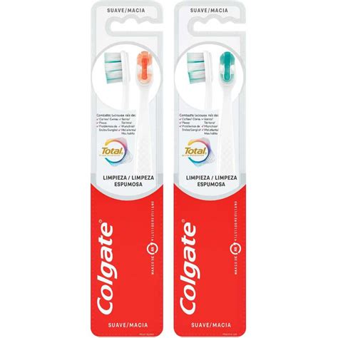 Escova De Dente Colgate Total Limpeza Espumosa Macia 2 Escova