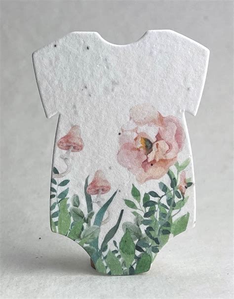 Infant Bodysuit Shape Floral Art Seed Paper 3 X 2 Wildflower Cotton