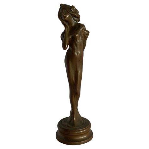 Continental Art Nouveau Sculpture Of A Nude Female Forest Nymph Circa