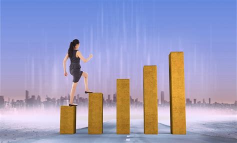 Premium Photo Businesswoman Stepping Up Against Bar Chart Depicting