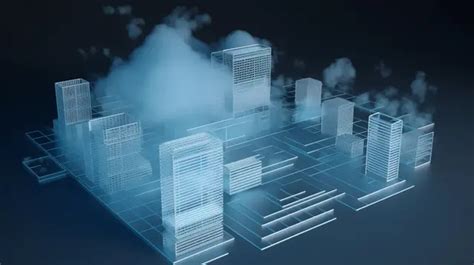 isometric view of cloud computing technology in 3d rendering concept