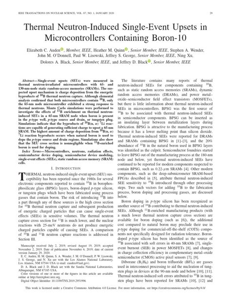 Thermalneutron Inducedsingle Eventupsetsinmic Pdf Neutron Nuclear Reaction
