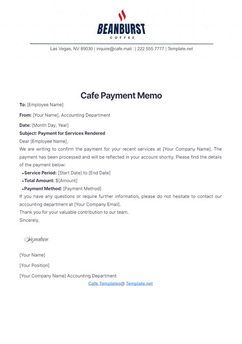 Free Payment Memo Template To Edit Online