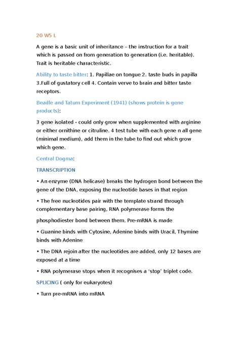 Week 5 Lecture Notes 20 W5 L A Gene Is A Basic Unit Of Inheritance