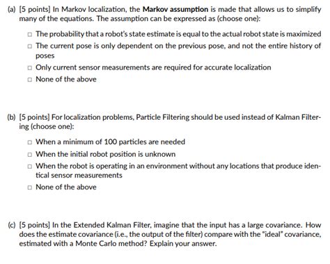 Solved 5 Points In Markov Localization The Markov