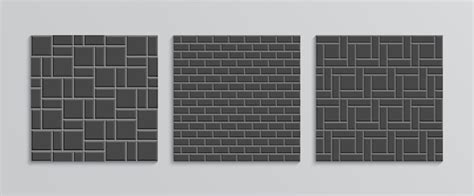 Premium Vector Set Of Street Paver Seamless Pattern Slab Pavement Texture Paved Floor Tiles