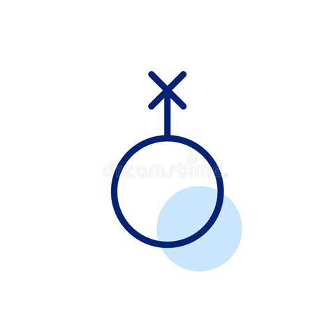 Nonbinary Gender Identity Circle With X Pixel Perfect Editable Stroke Line Icon Stock Vector