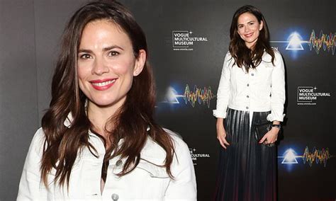Hayley Atwell Looks Effortlessly Chic In A Leather Skirt At Pink Floyd Exhibition Daily Mail