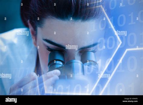 Digital Image Of Hexagon Shape With Binary Numbers On Screen Against