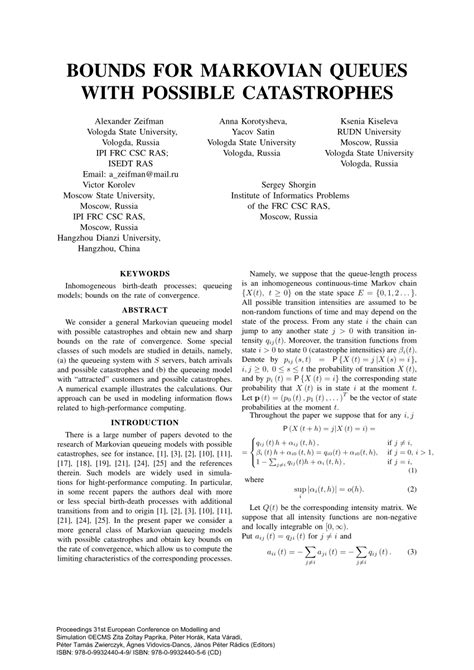 Pdf Bounds For Markovian Queues With Possible Catastrophes