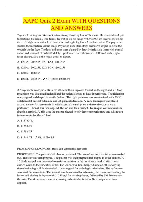 AAPC Quiz Exam WITH QUESTIONS AND ANSWERS Health AAPC Stuvia US