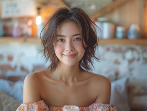 Premium Ai Image Woman Sitting On Bed Holding Cup