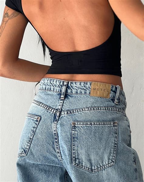 Roomy Extra Wide Low Rise Jeans In Mid Blue Used Motelrocks Com Us