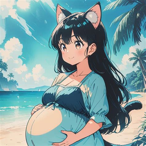 Pregnant Cat Girl At The Beach By Dangobelly On Deviantart