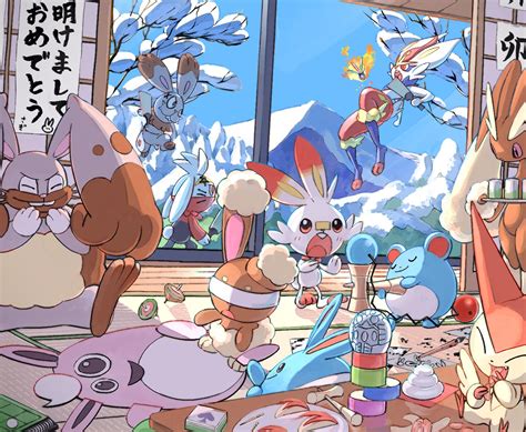 Mukiguri Buneary Bunnelby Cinderace Diggersby Lopunny Marill Scorbunny Victini