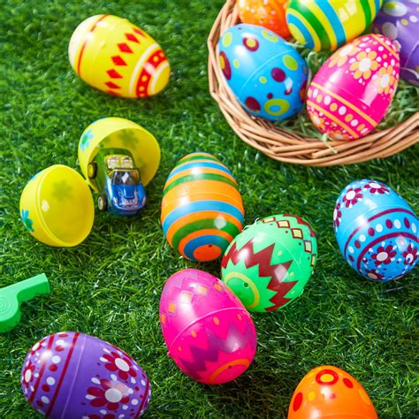 Joyin 50 Huevos De Pascua Impresos Huevos De Pascua De Plástico Rellenables De 3 15 Pulgadas