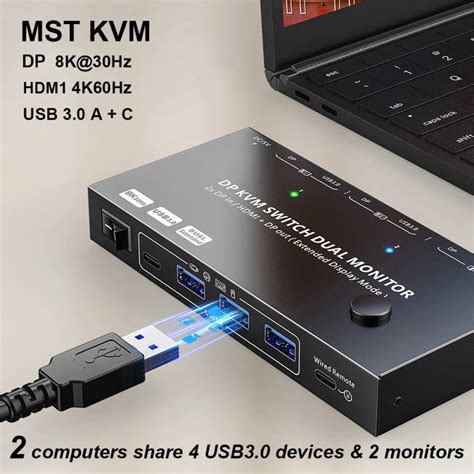 KVM Switch USB DP K Hz HDMI Compatible K Hz Computer Share Monitor Displayport