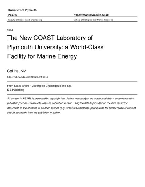 Pdf The New Coast Laboratory At Plymouth University A World Class